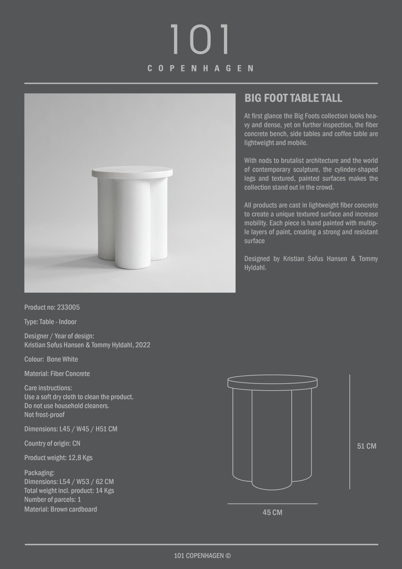 Big Foot Table, Tall - Bone White – 101 Copenhagen