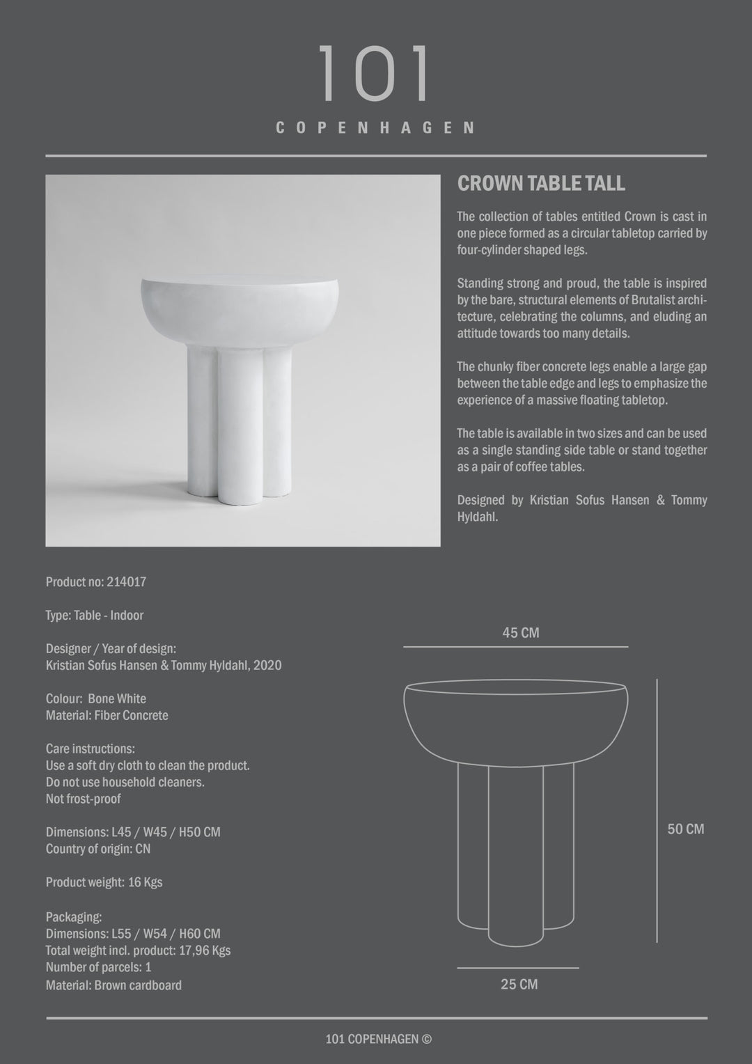 Crown Table, Tall - Bone White – 101 Copenhagen