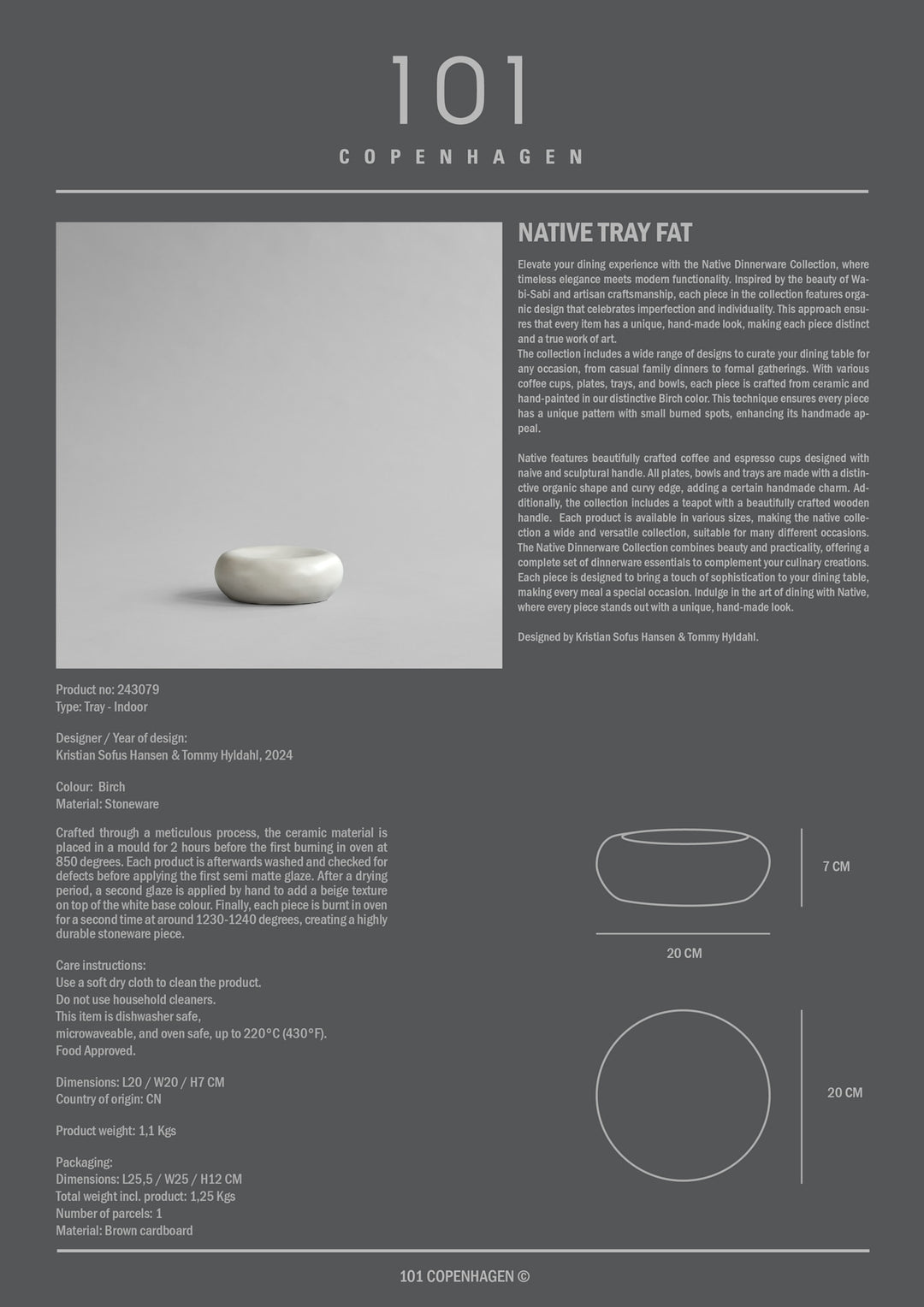 Native Tray, Fat - Birch | 101 Copenhagen